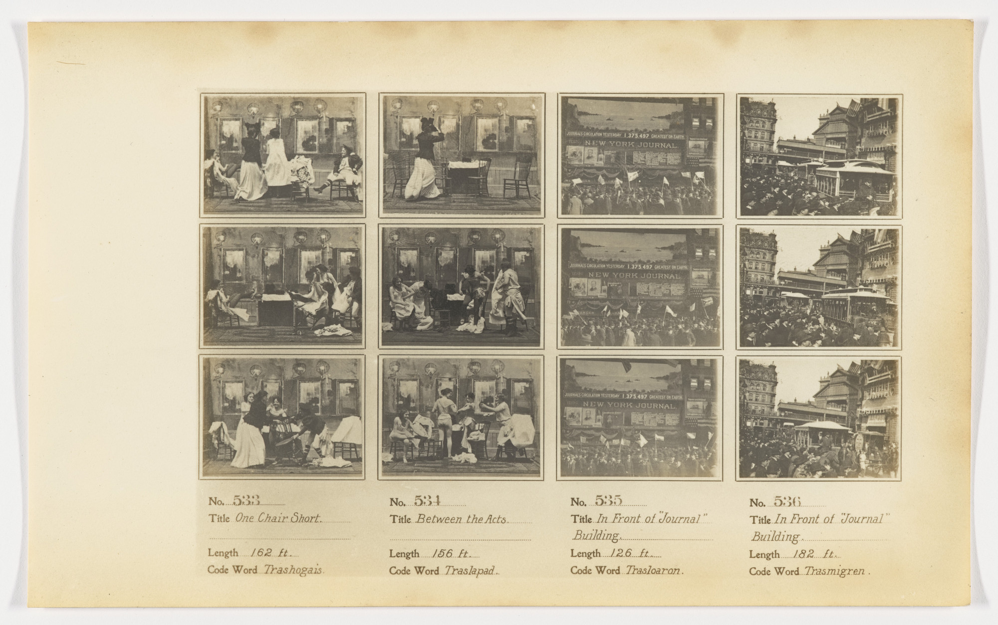 American Mutoscope and Biograph Company. 533. One Chair Short 534 ...