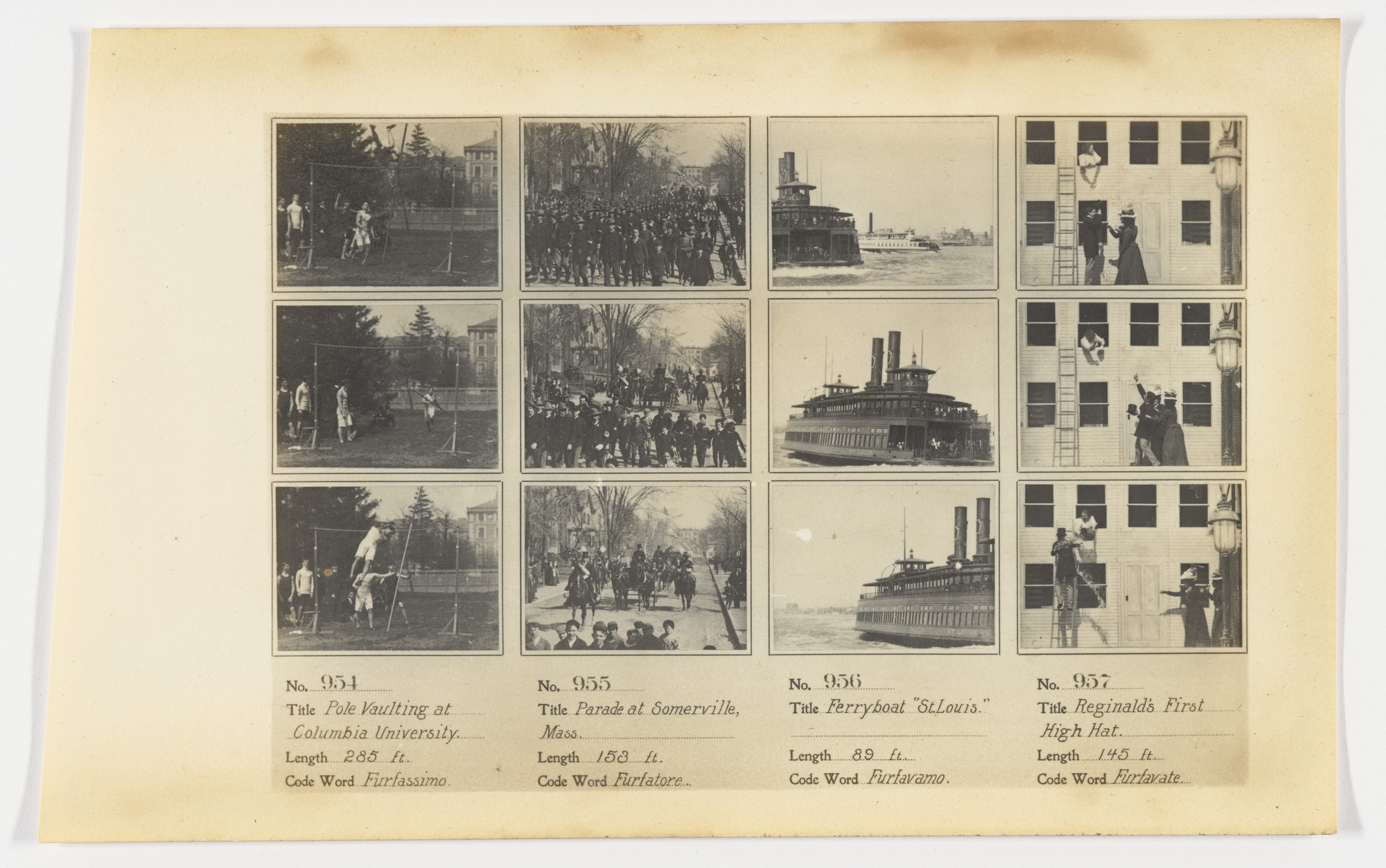 American Mutoscope and Biograph Company. 954. Pole Vaulting at Columbia ...