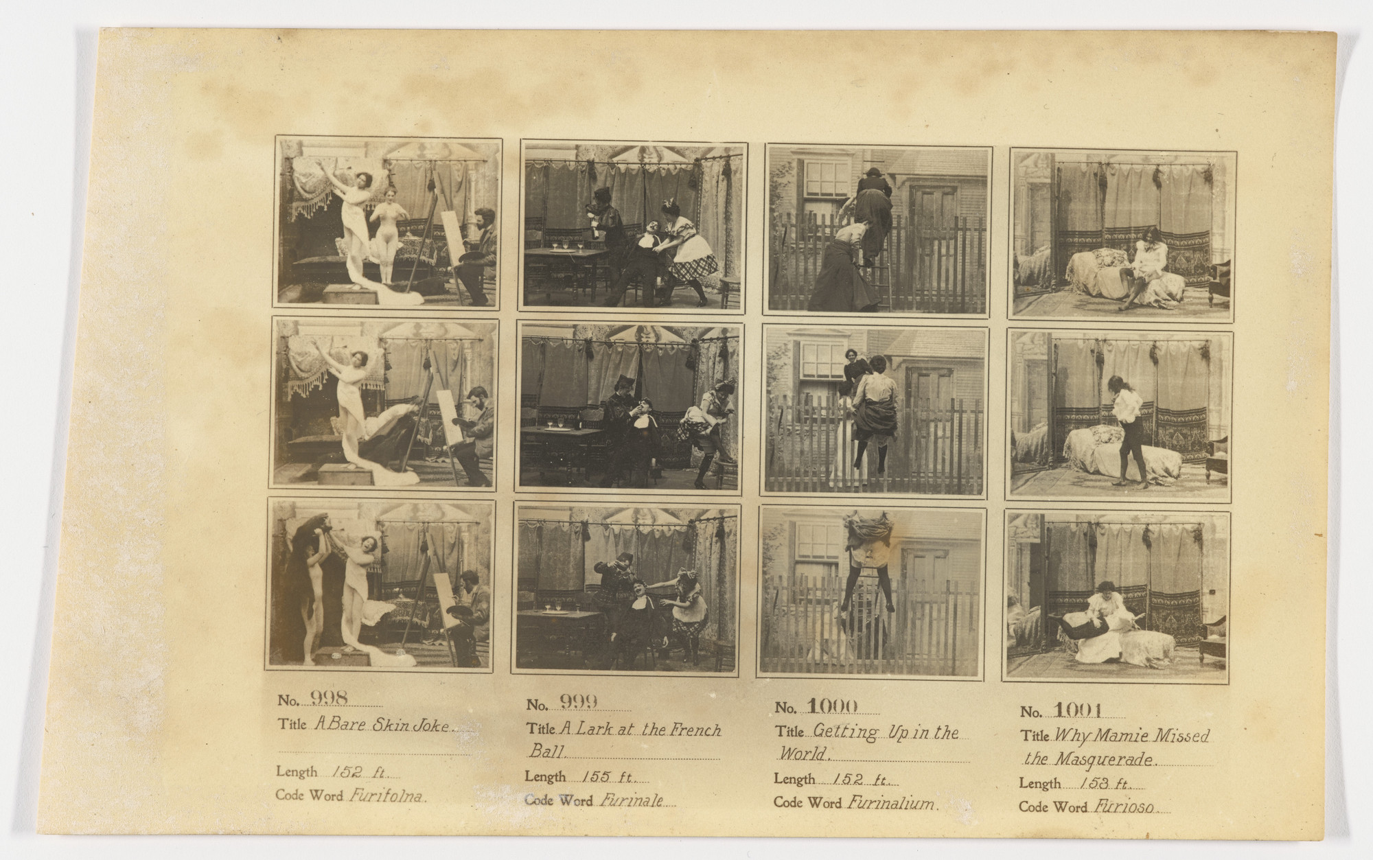 American Mutoscope and Biograph Company. 998. A Bare Skin Joke 999. A ...