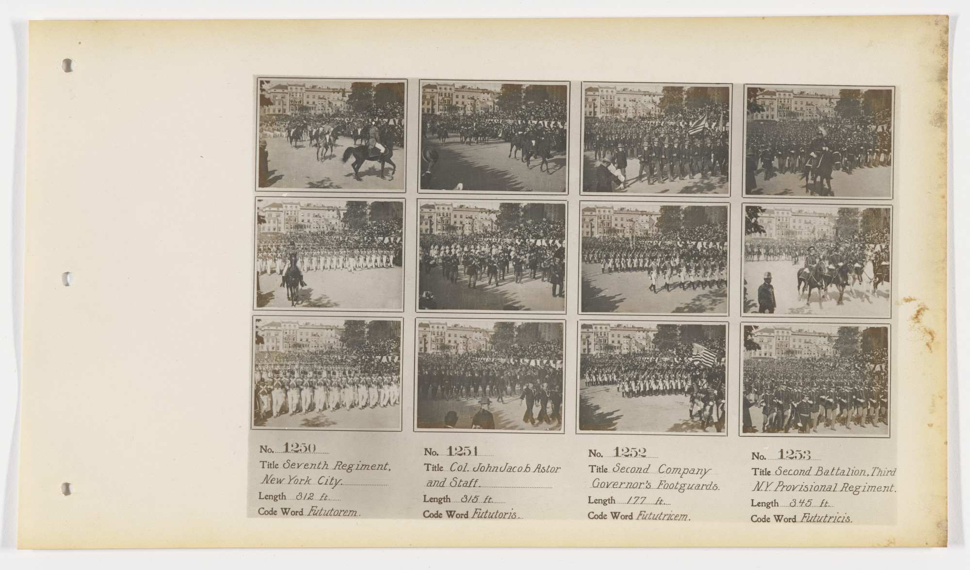 American Mutoscope and Biograph Company. 1250. Seventh Regiment, New York City 1251. Col. John ...