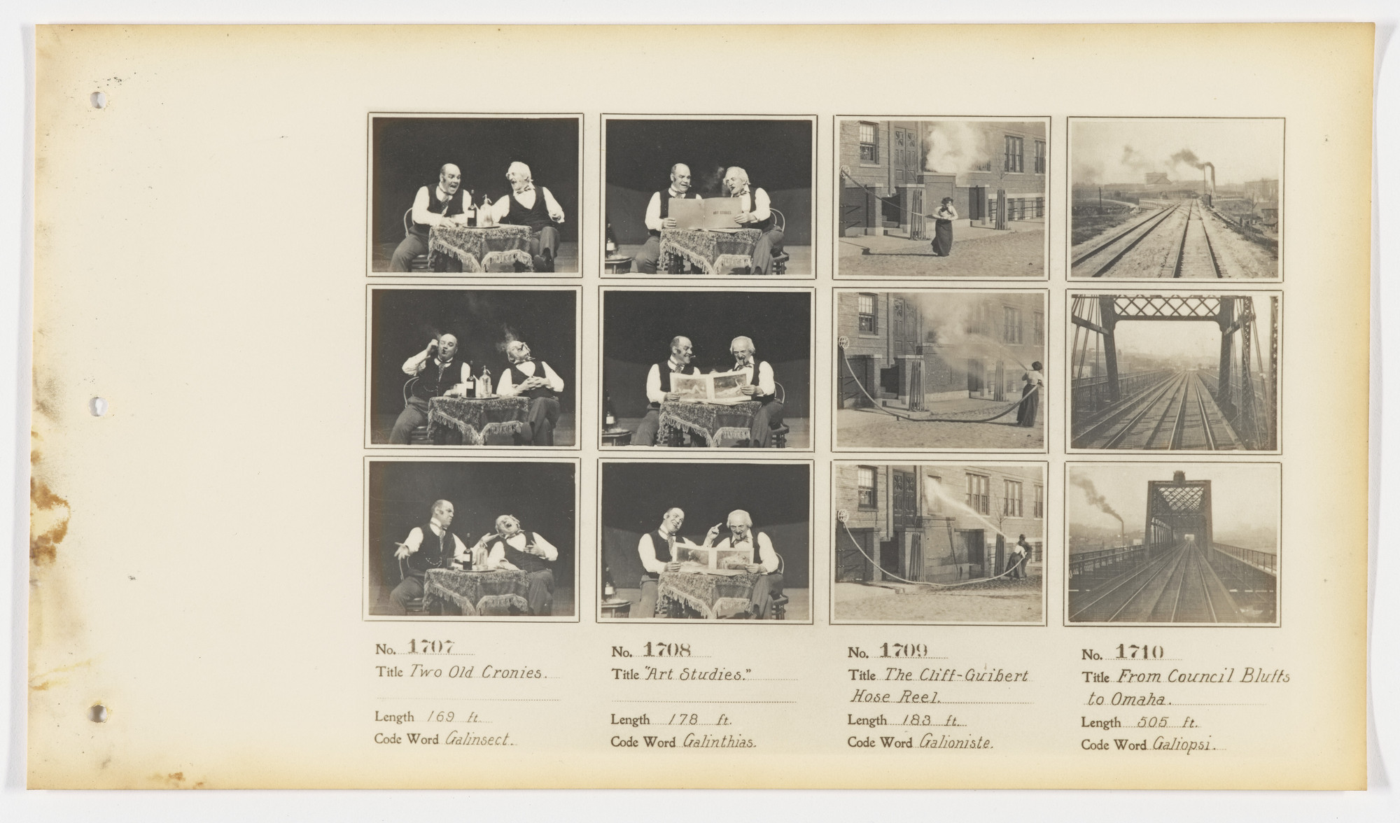American Mutoscope and Biograph Company. 1707. Two Old Cronies 1708 ...