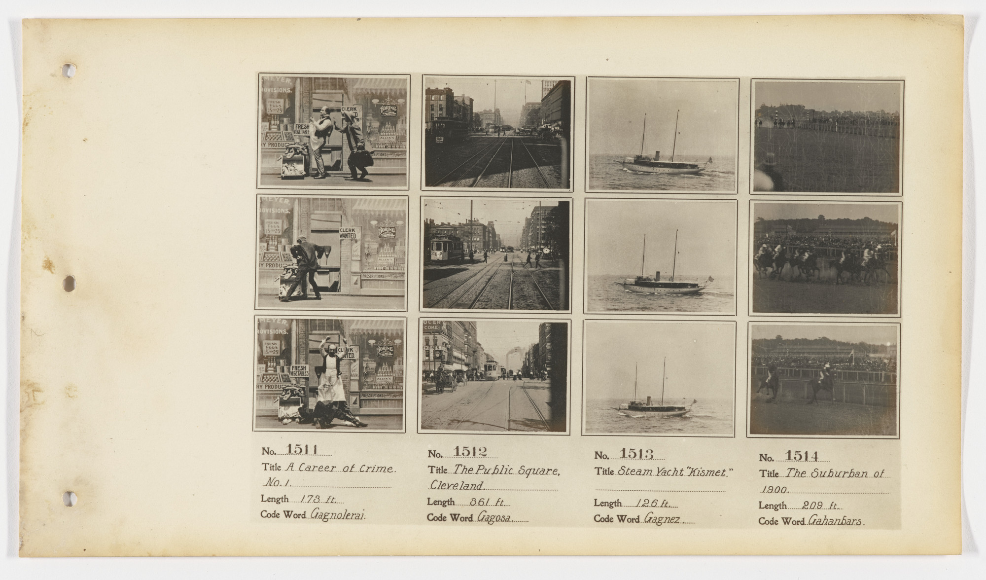 American Mutoscope and Biograph Company. 1511. A Career of Crime. No.1 ...