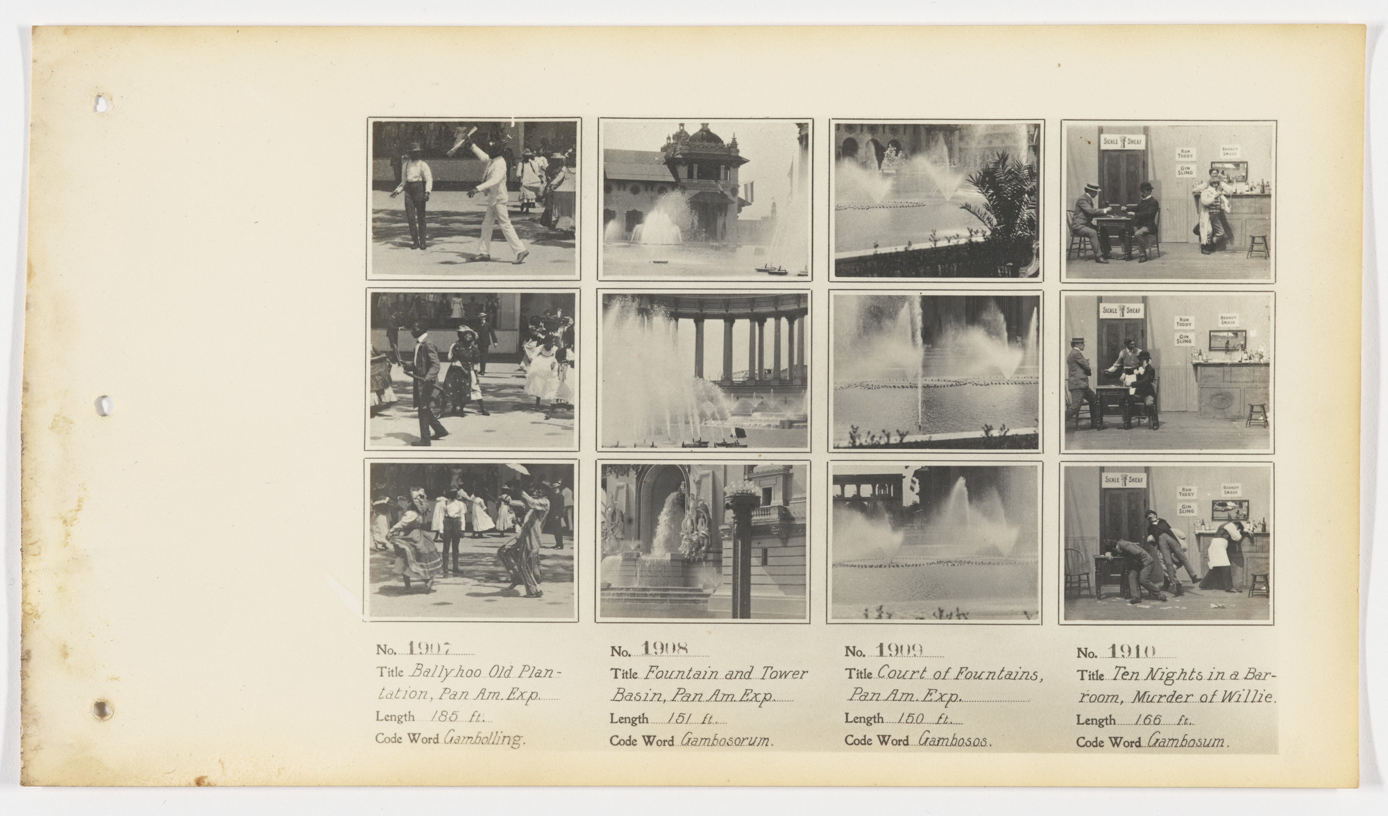 American Mutoscope and Biograph Company. 1907. Ballyhoo Old Plantation, Pan Am. Exp. 1908 ...