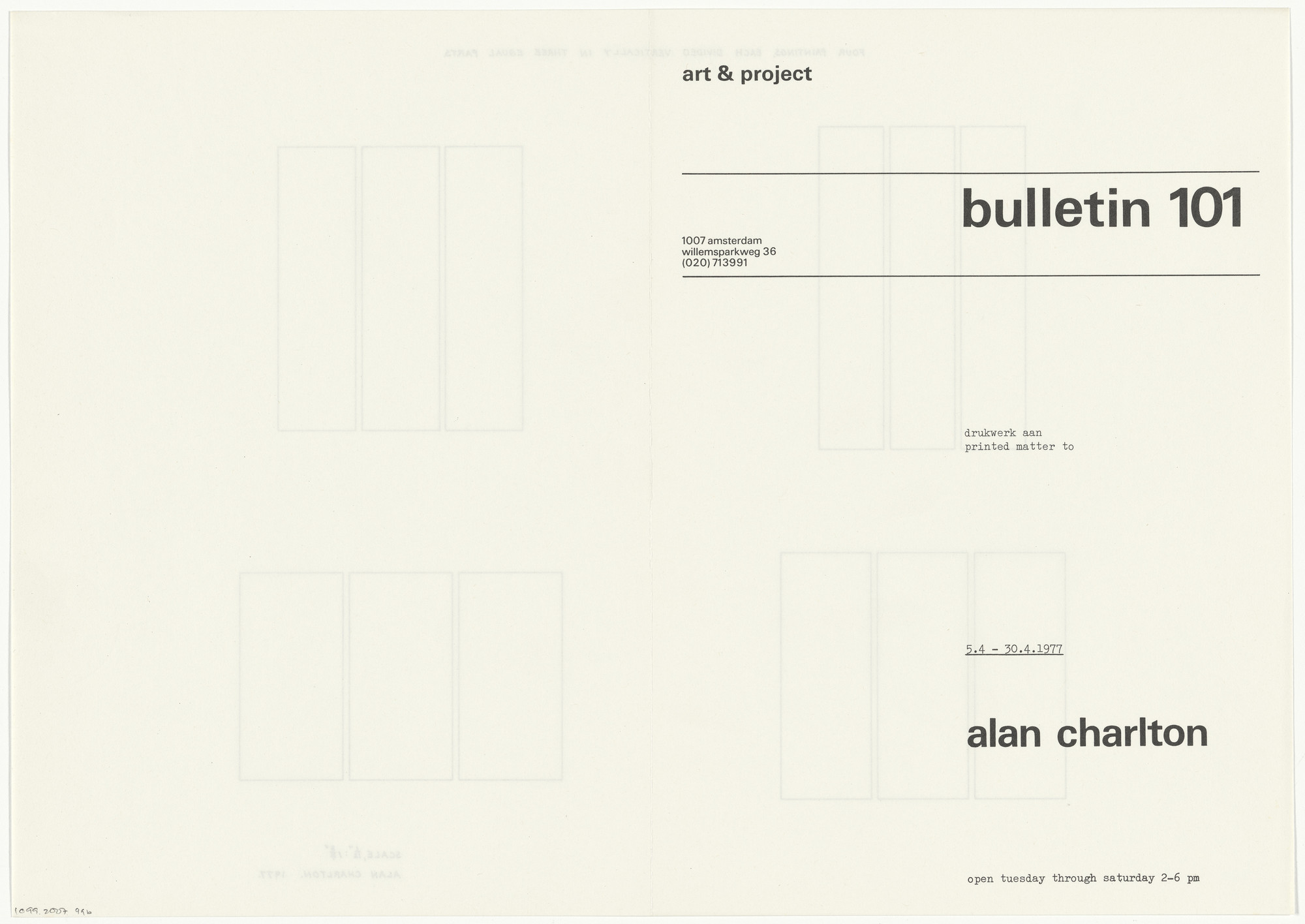 Alan Charlton. Art & Project Bulletin #101. 1977 | MoMA