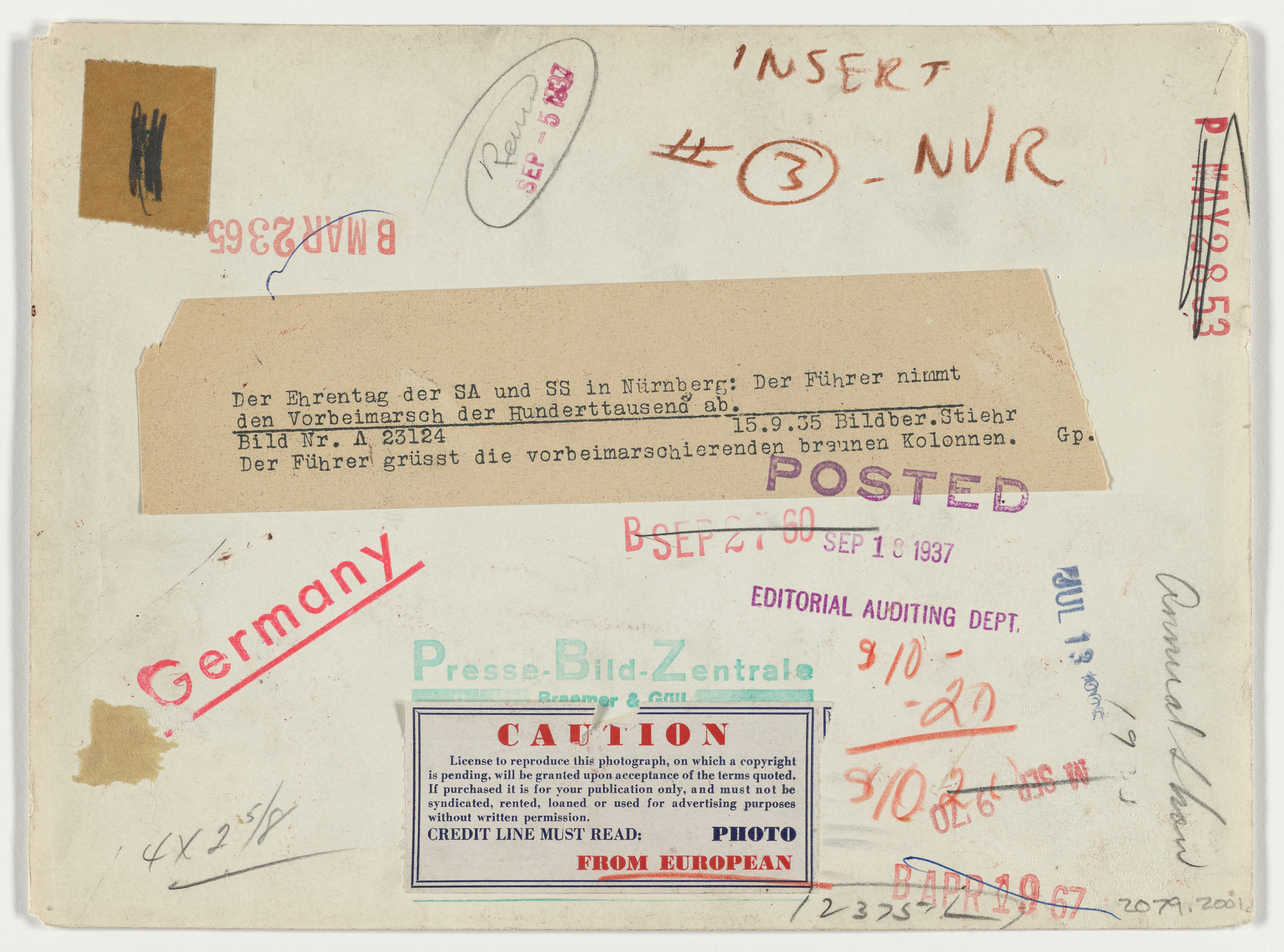 Presse Bild Zentrale. Adolf Hitler Saluting Soldiers of the S.S ...