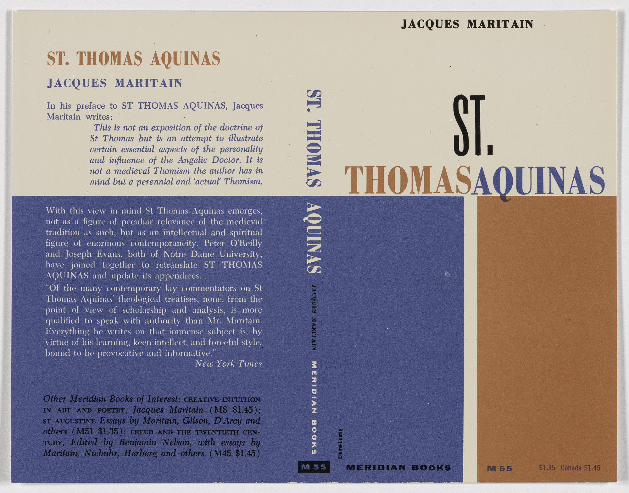 Elaine Lustig Cohen. Book cover for "St. Thomas Aquinas" by Jacques ...