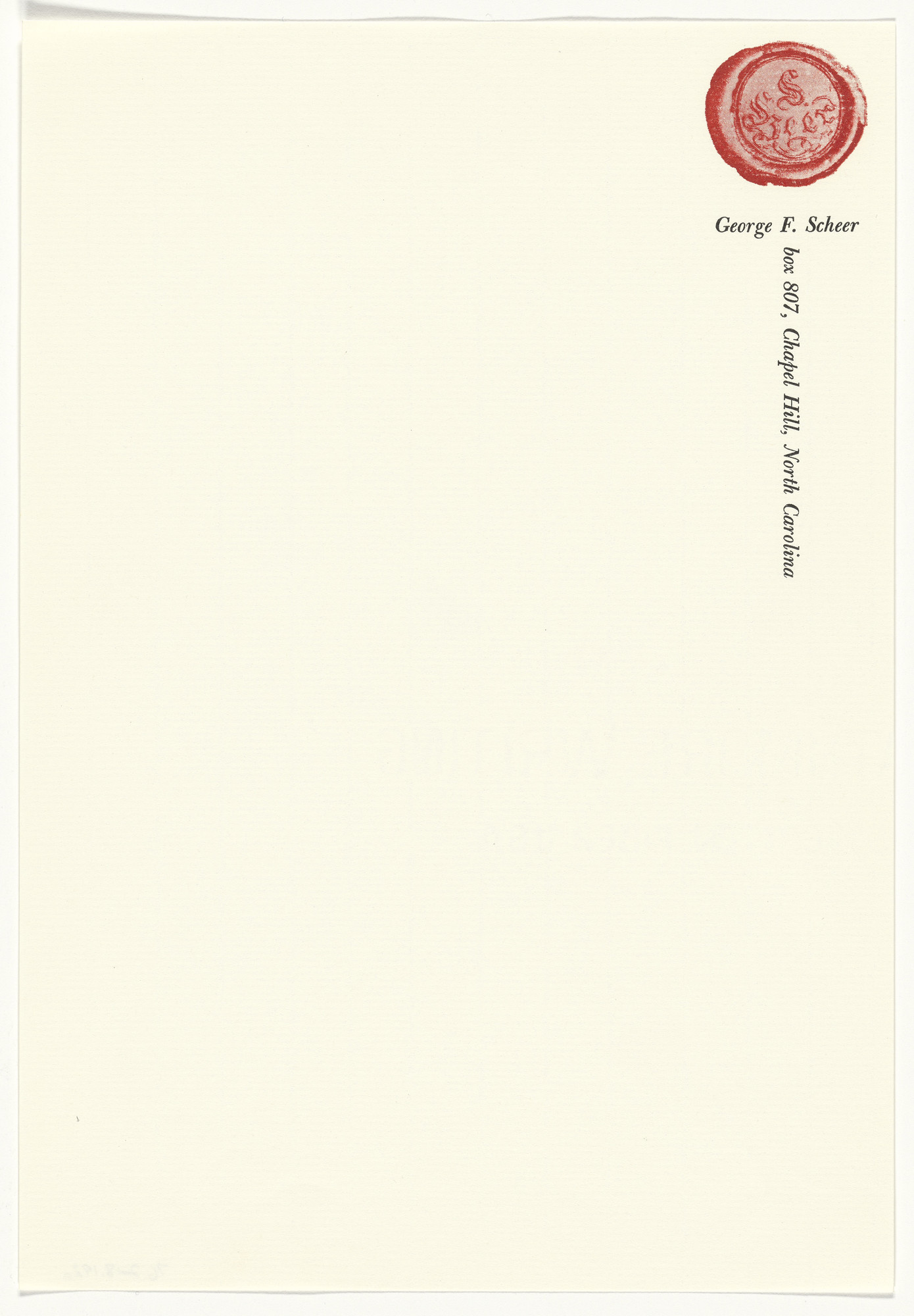 Elaine Lustig Cohen. George F. Scheer stationery. 1960s | MoMA
