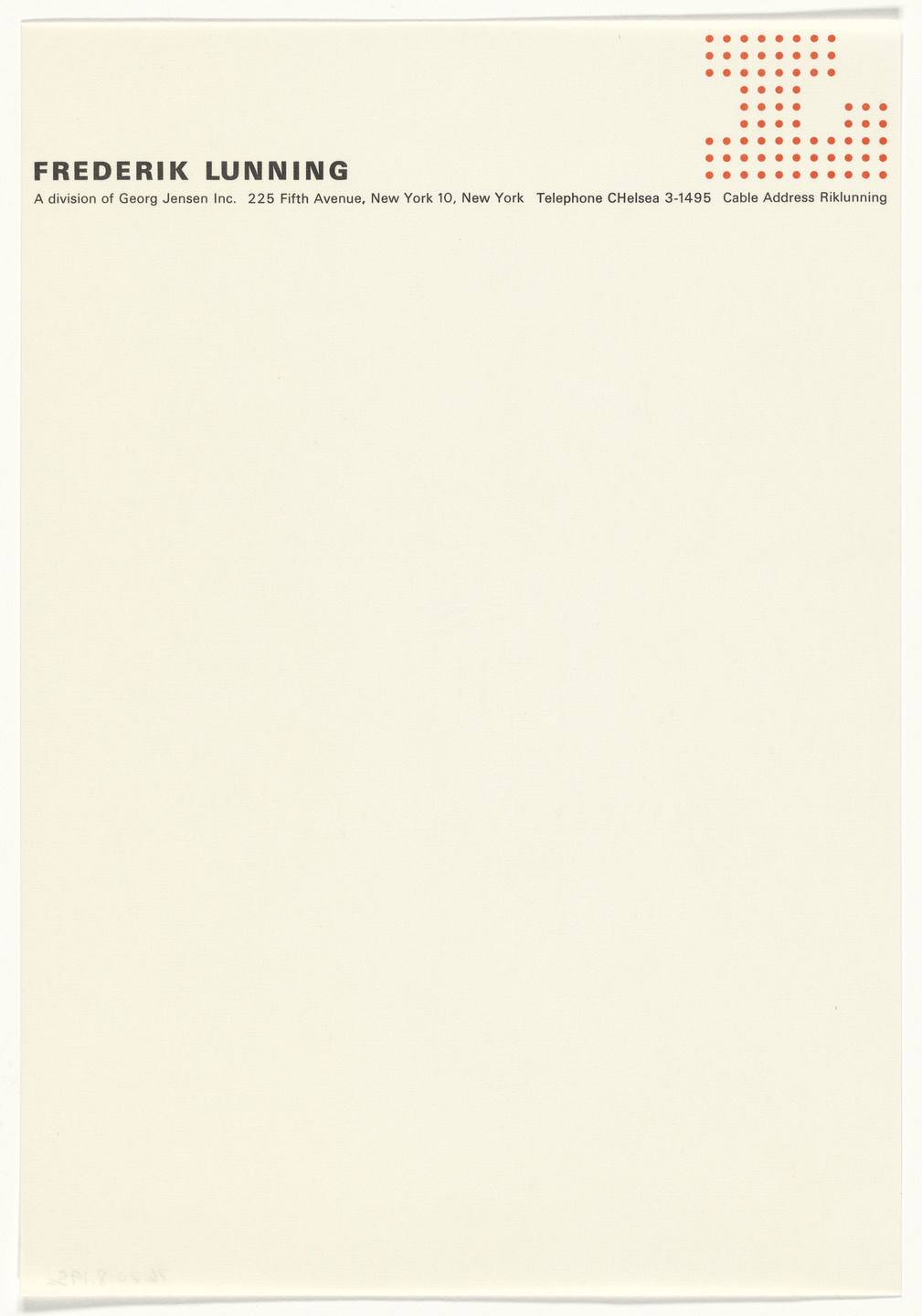 Elaine Lustig Cohen. Frederik Lunning stationery. 1960s | MoMA