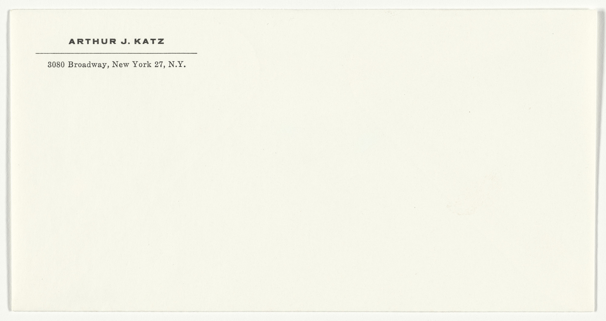 Elaine Lustig Cohen. Arthur J. Katz stationery. 1960s | MoMA