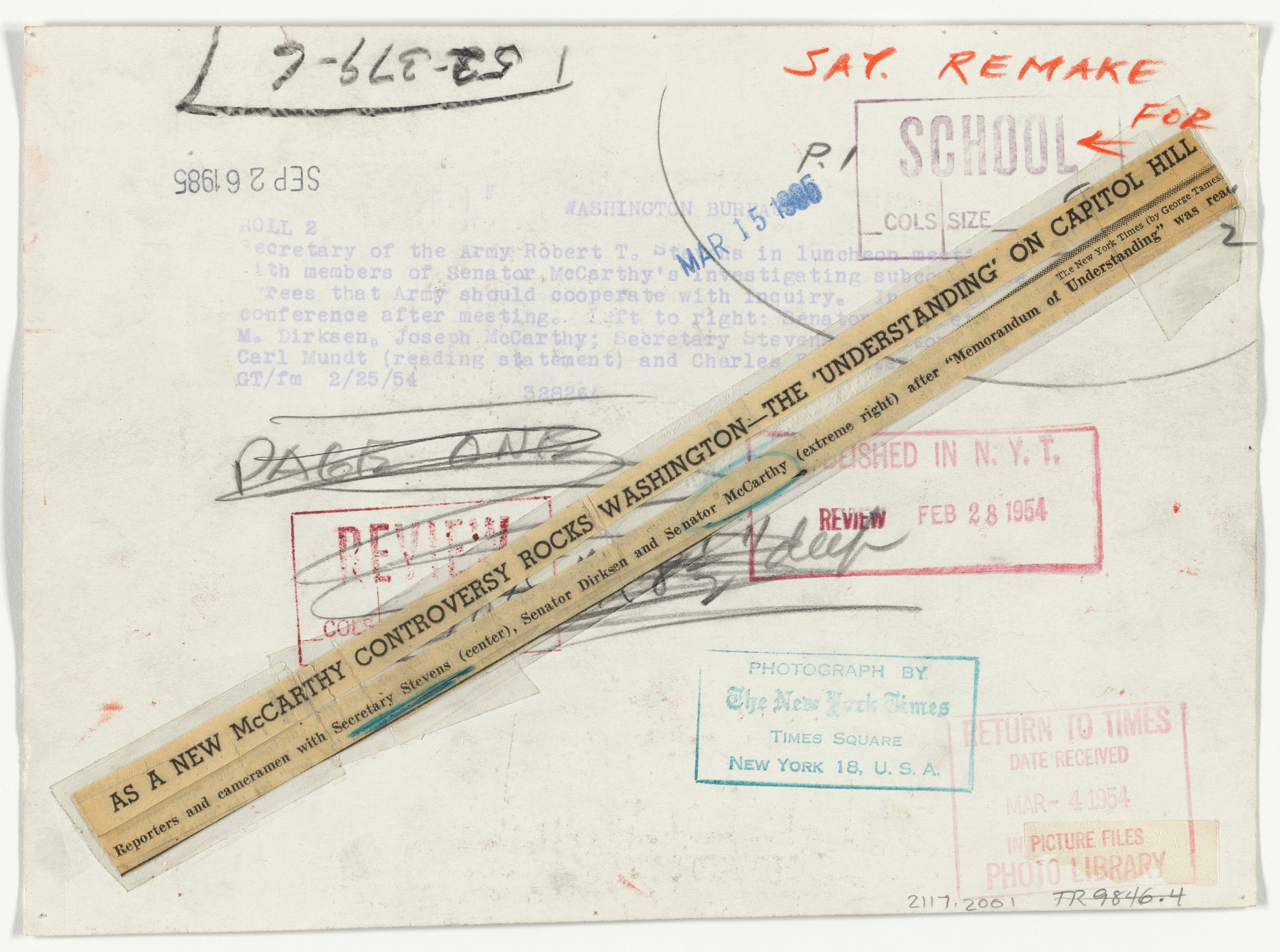 George Tames/The New York Times. As a New McCarthy Controversy Rocks ...