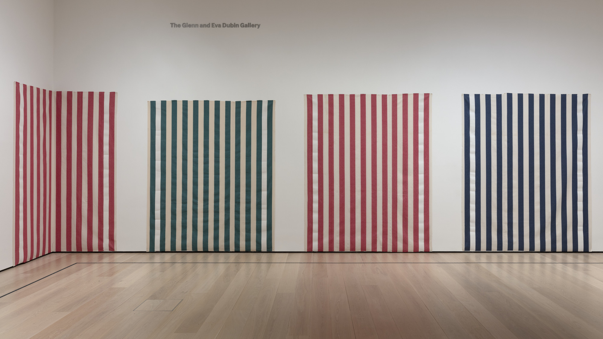 Daniel Buren. Striped cotton fabric with vertical white and colored ...