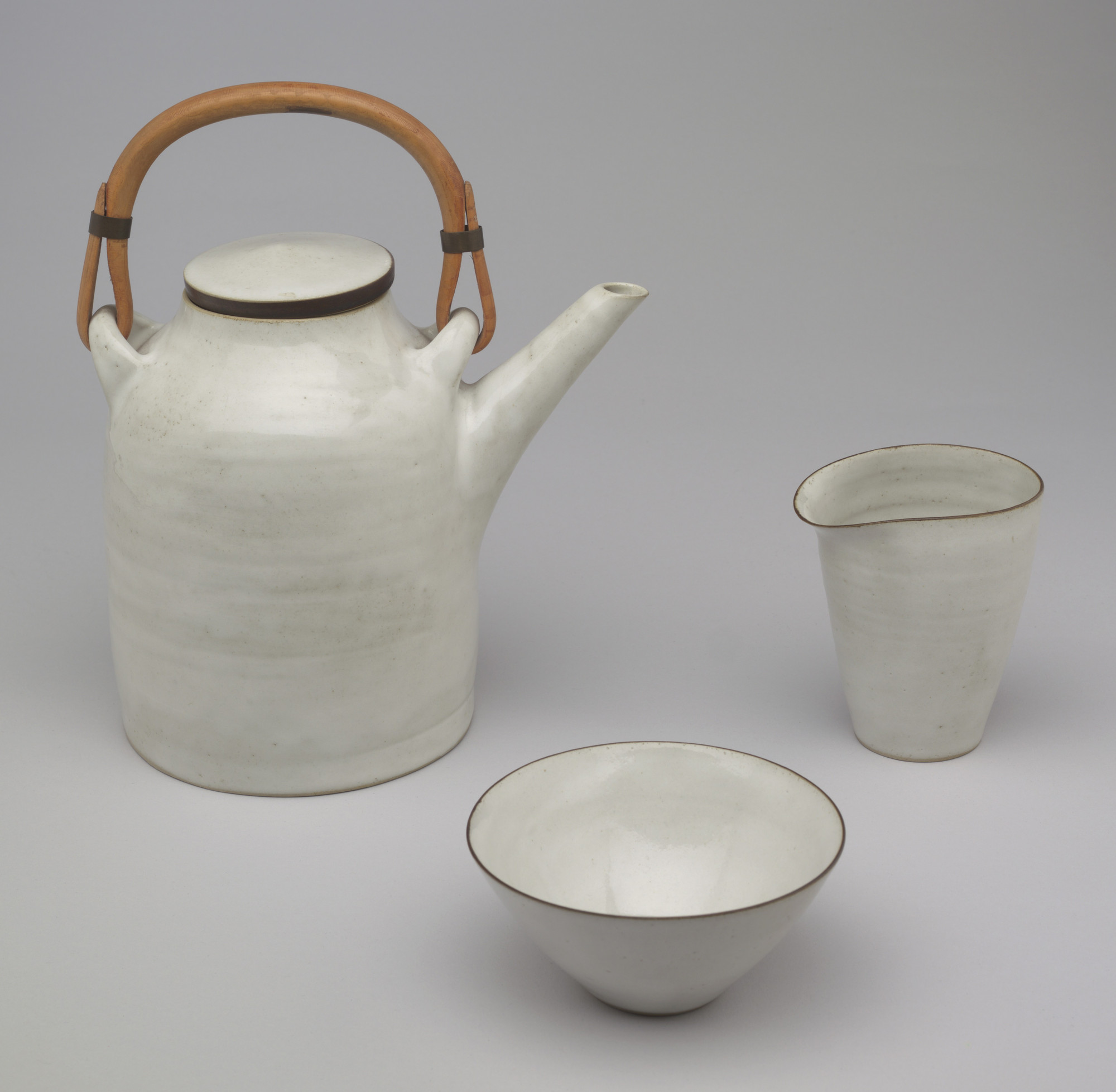 Lucie Rie. Teapot, Cream Pitcher, and Sugar Bowl. c. 1950 | MoMA