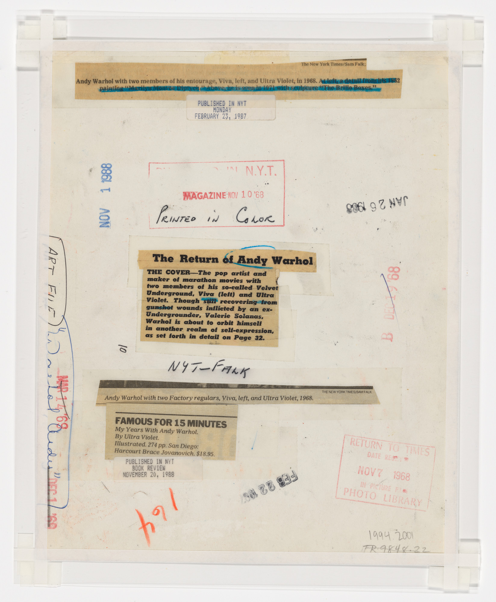 Sam Falk/The New York Times. The Return of Andy Warhol. 1968 | MoMA