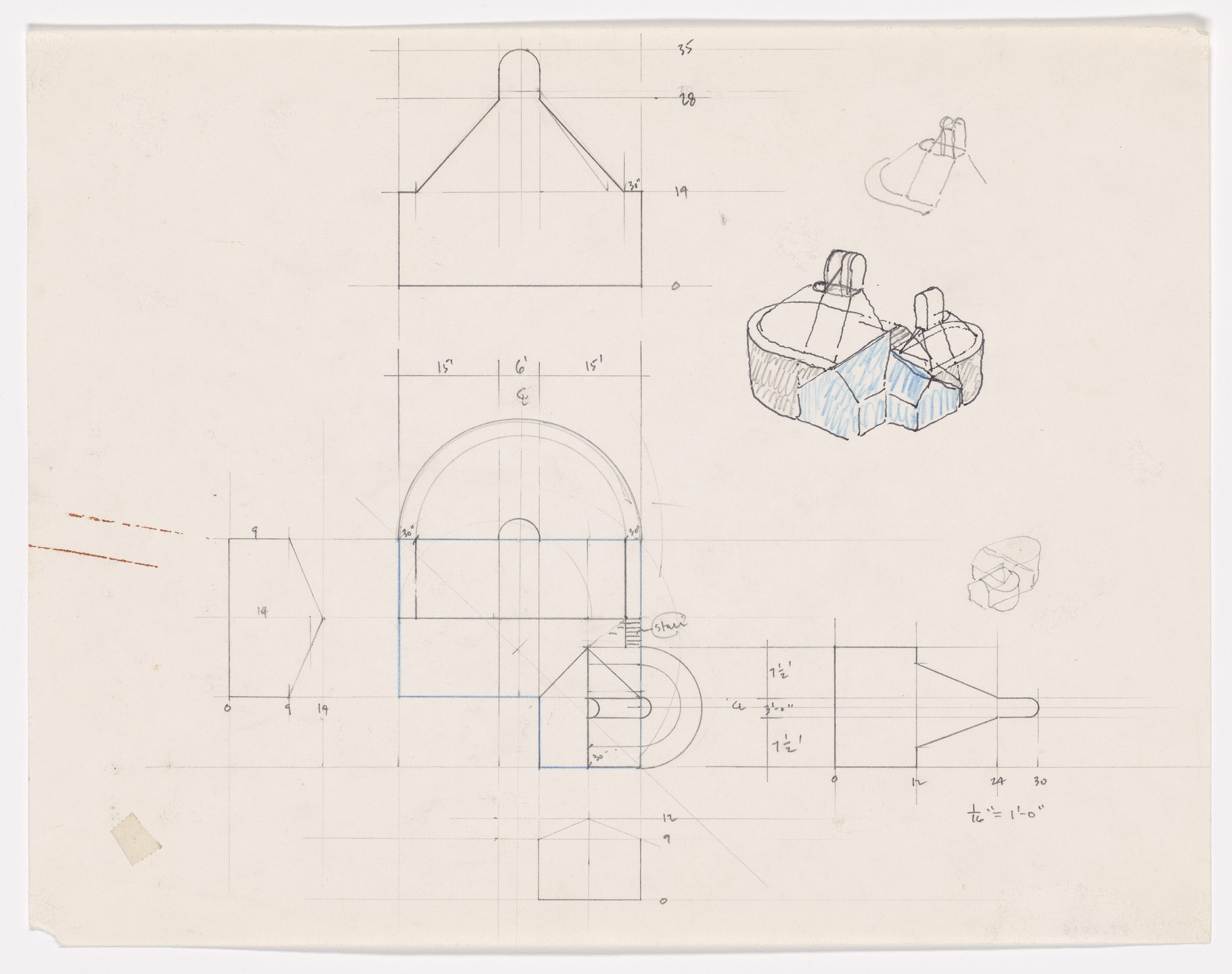 Eric Owen Moss. Fun House, San Fernando Valley, CA (Section, plan, and ...