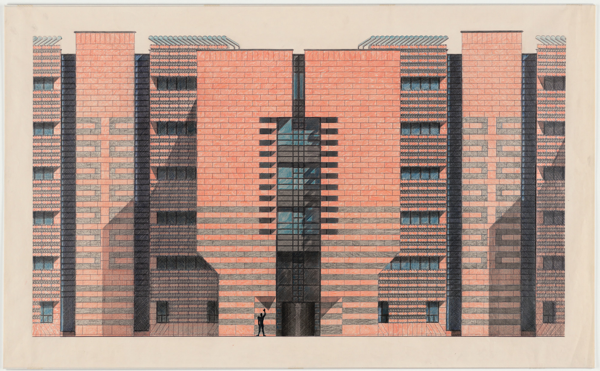 Mario Botta. Gotthard Bank, Lugano, Switzerland, Elevation. c.1985 | MoMA
