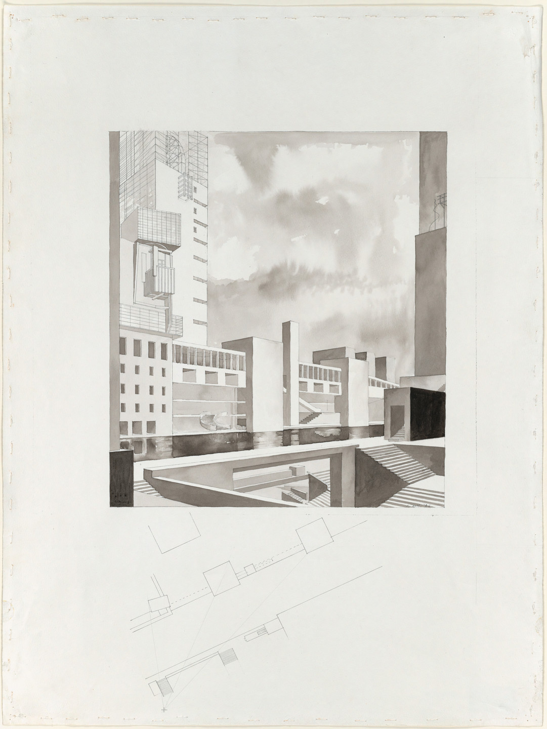 Steven Holl. Porta Vittoria, project, Milan, Italy, Passage below water ...