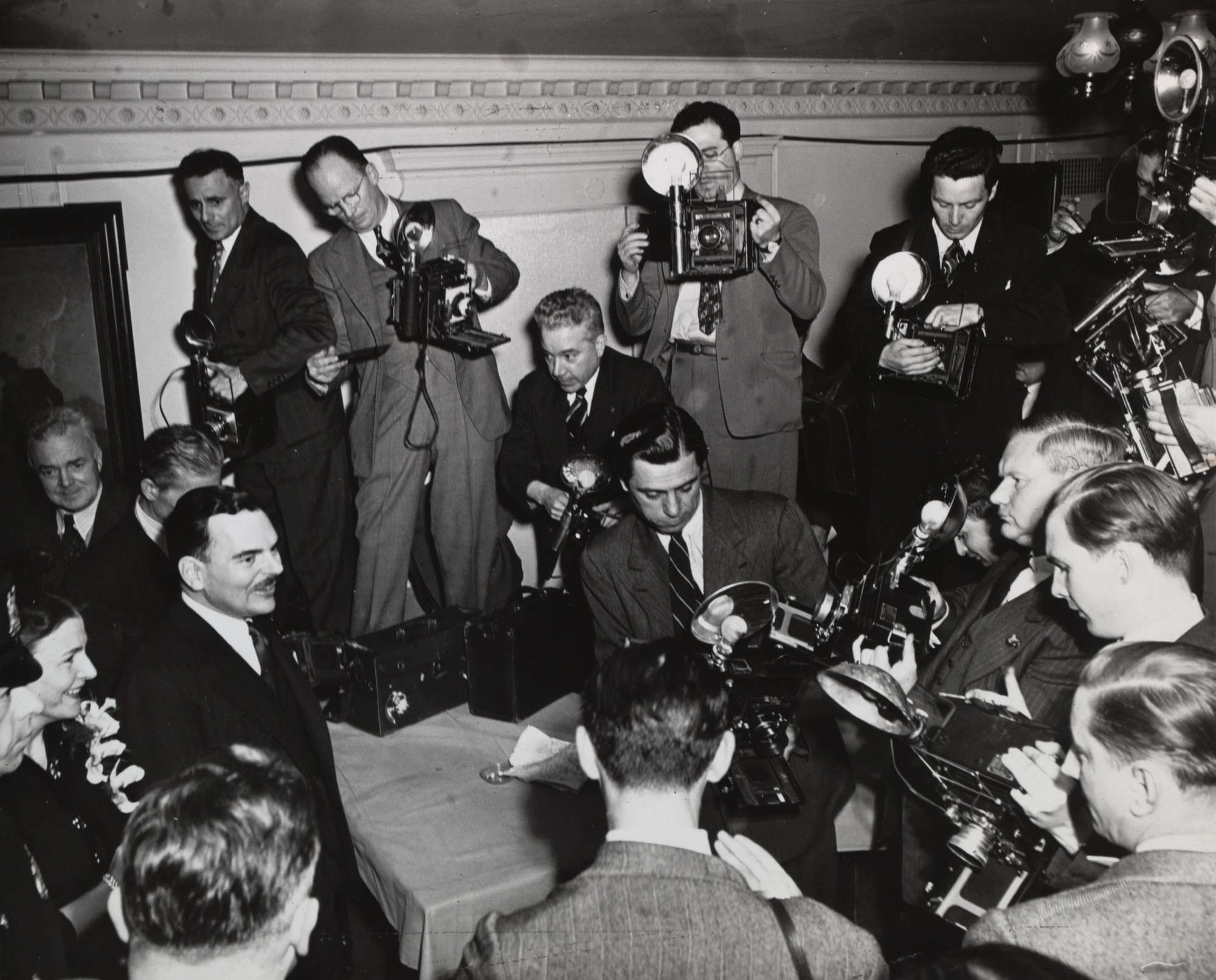 Weegee (Arthur Fellig). Thomas E. Dewey and Photographers. 1942 | MoMA