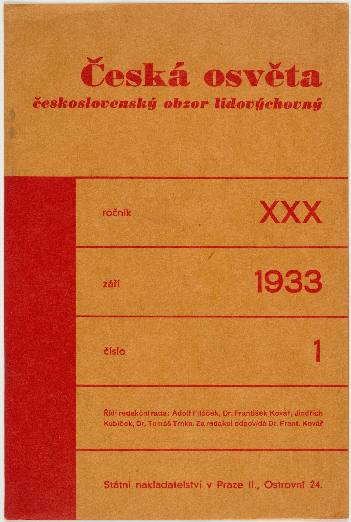 Augustin Tschinkel. Ceska osveta, Ceskoslovensky obzor lidovychovny ...