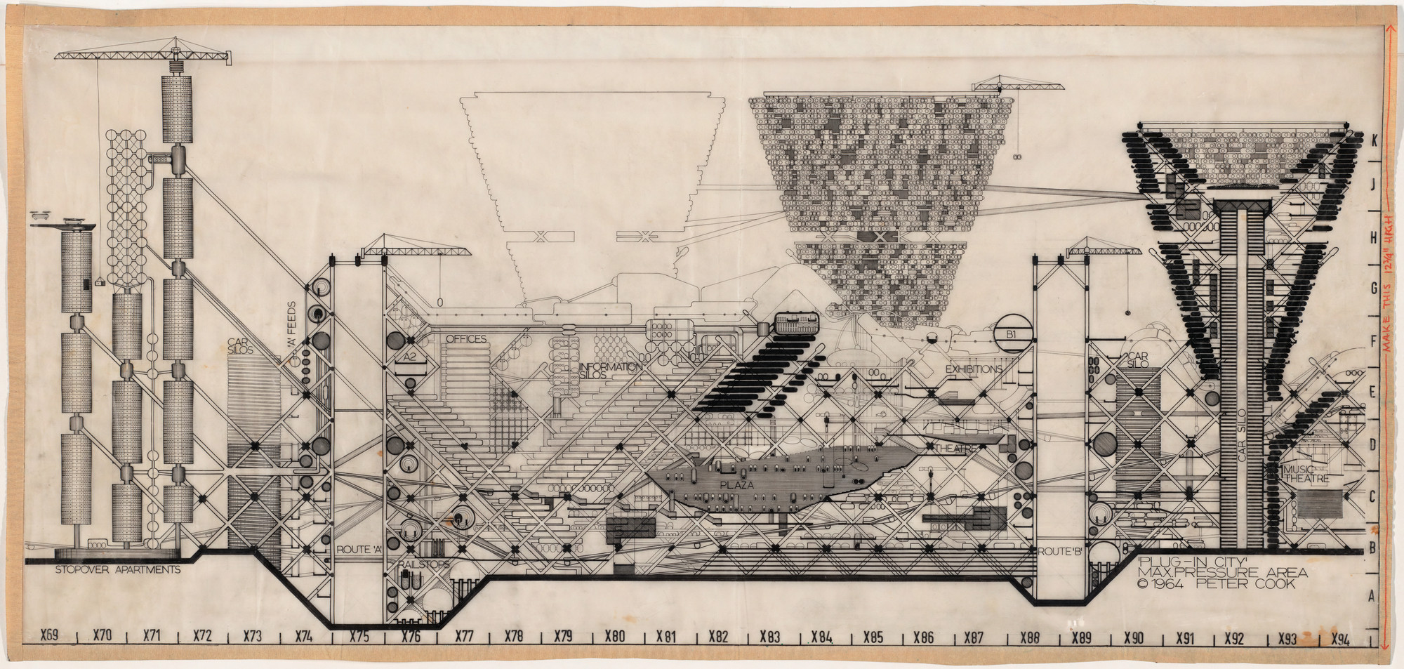 Peter Cook. Plug-in City: Maximum Pressure Area, project (Section ...