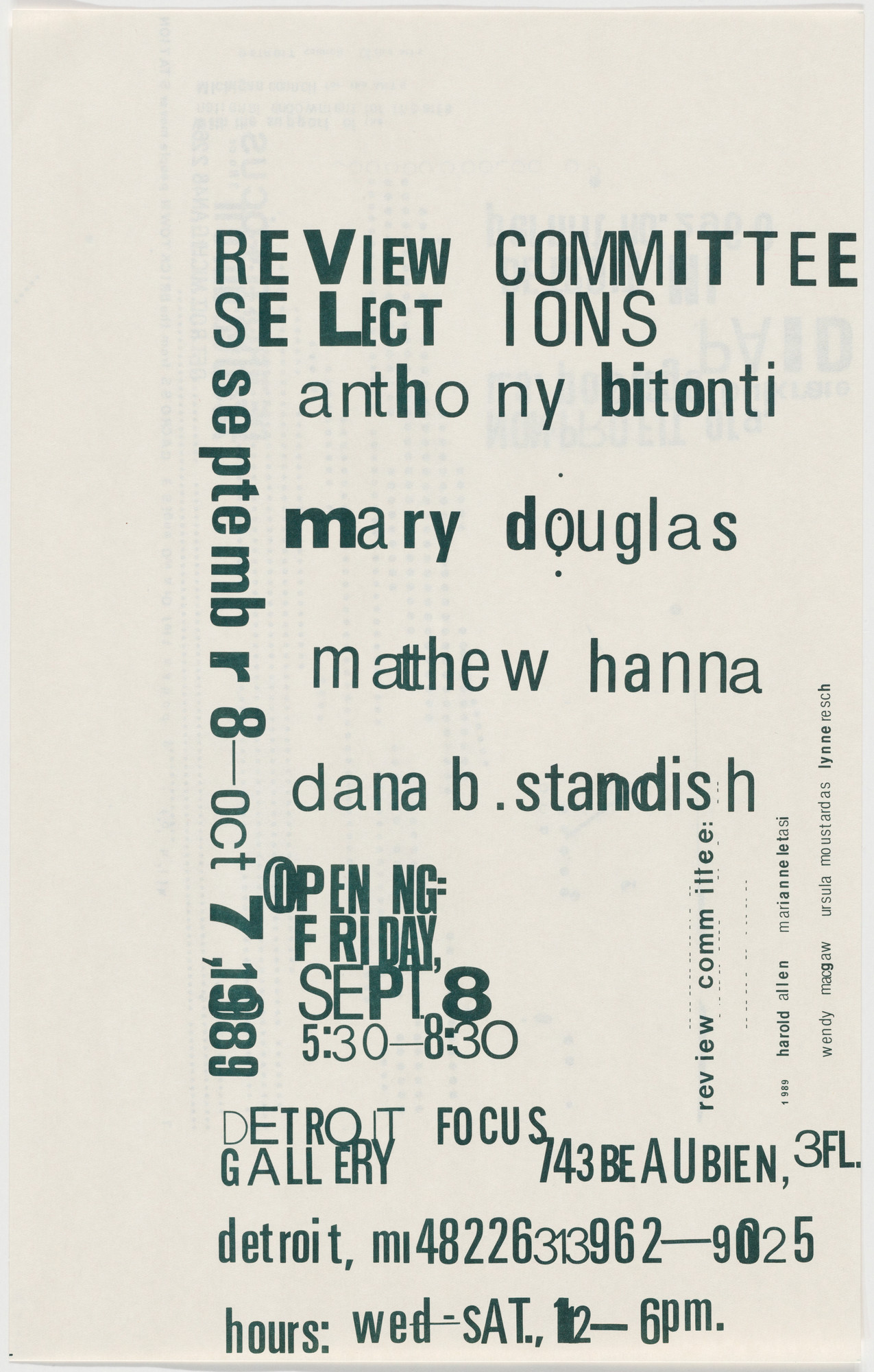 Edward Fella. Review Committe. 1989 | MoMA