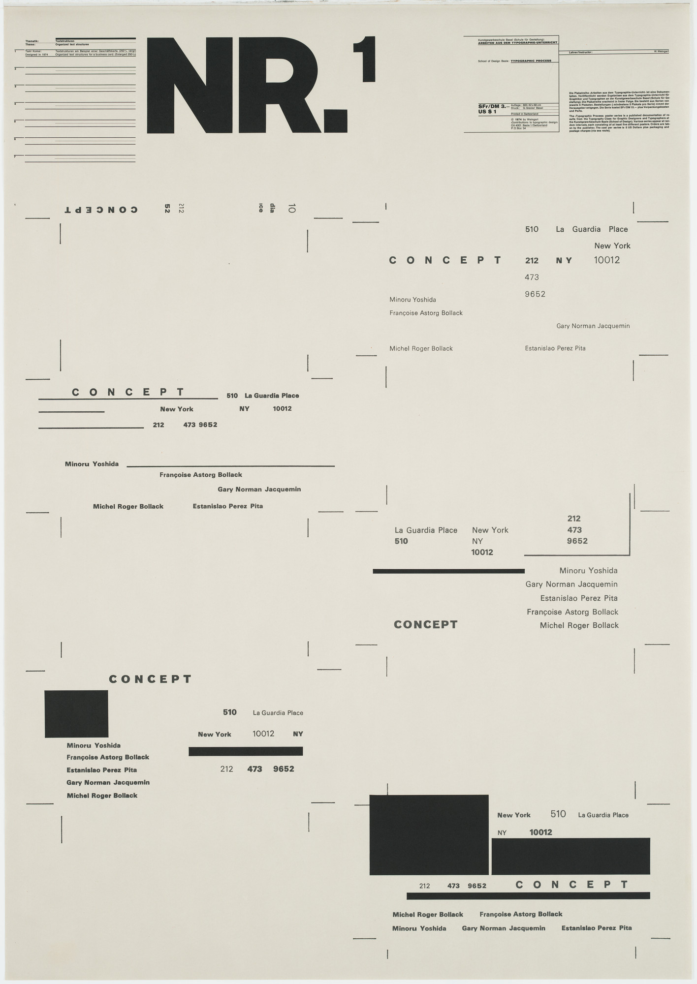 Wolfgang Weingart. Typographic Process, Nr 1. Organized Text Structures ...