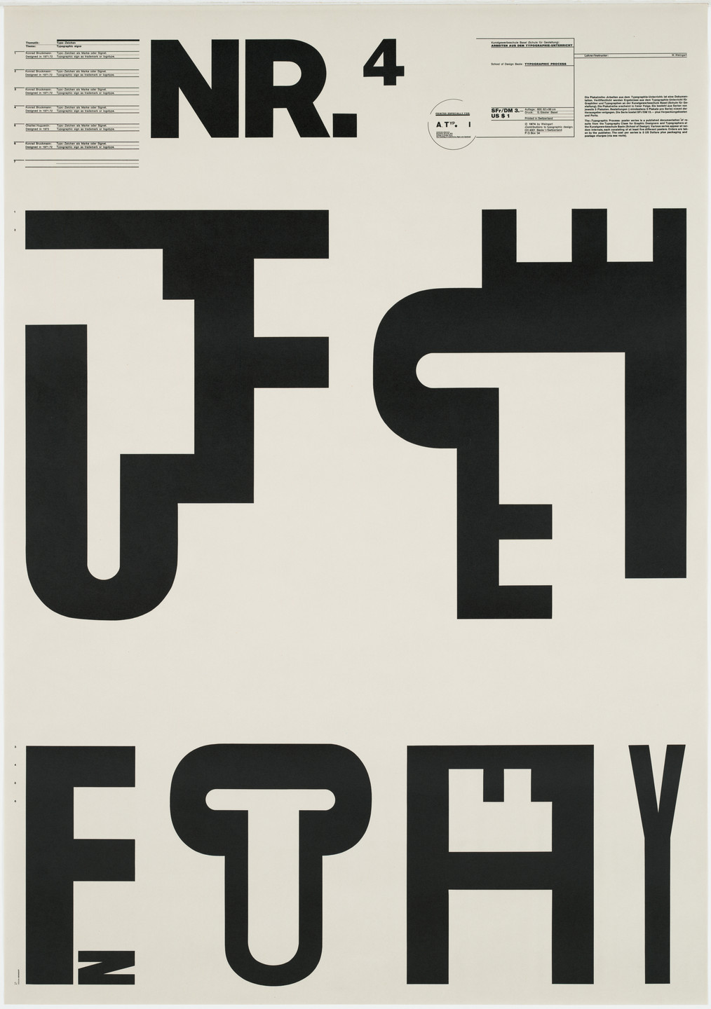 Wolfgang Weingart. Typographic Process, Nr 4. Typographic Signs. 1971 ...