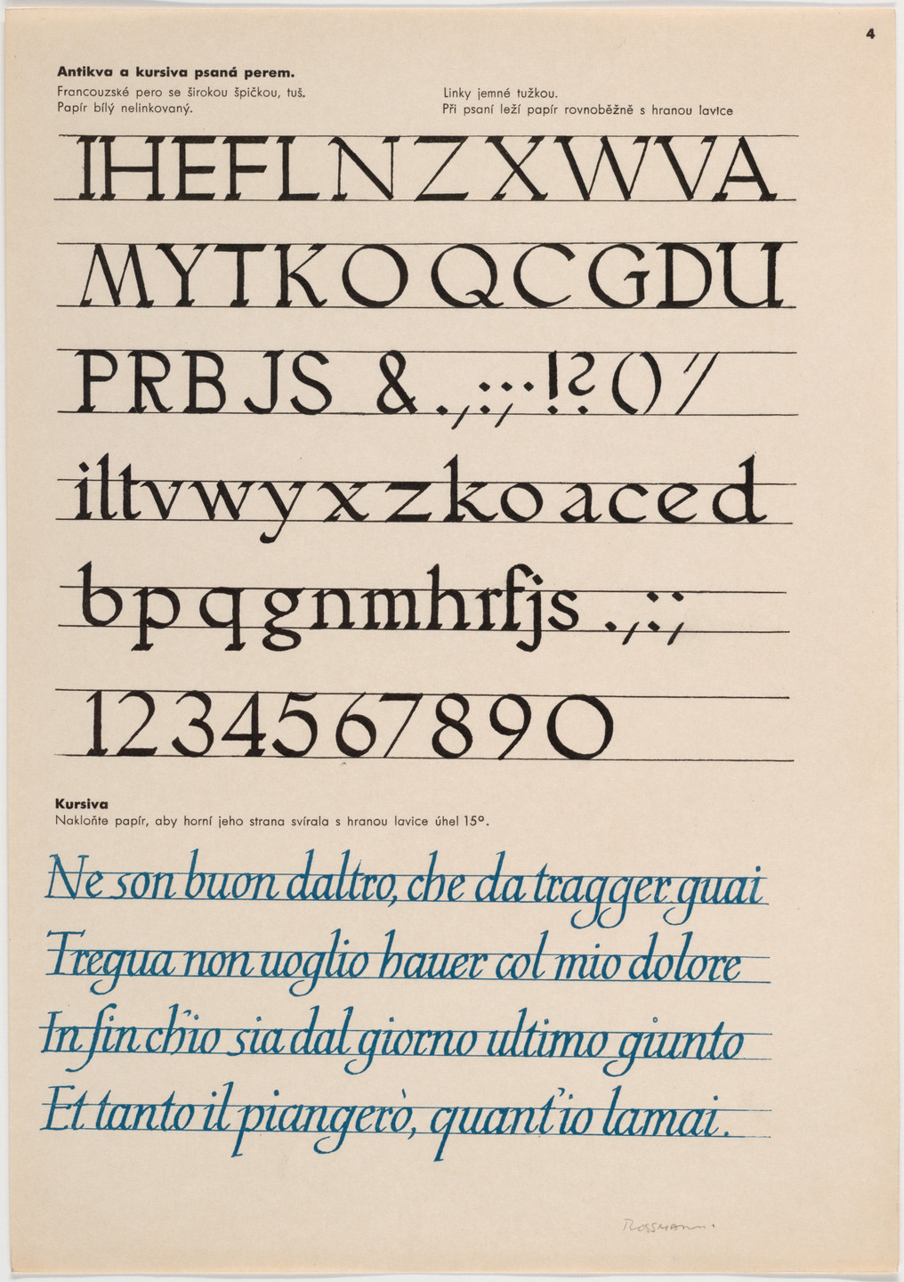 Zdeněk Rossmann. Antikva a kursiva psana perem. 1934 | MoMA
