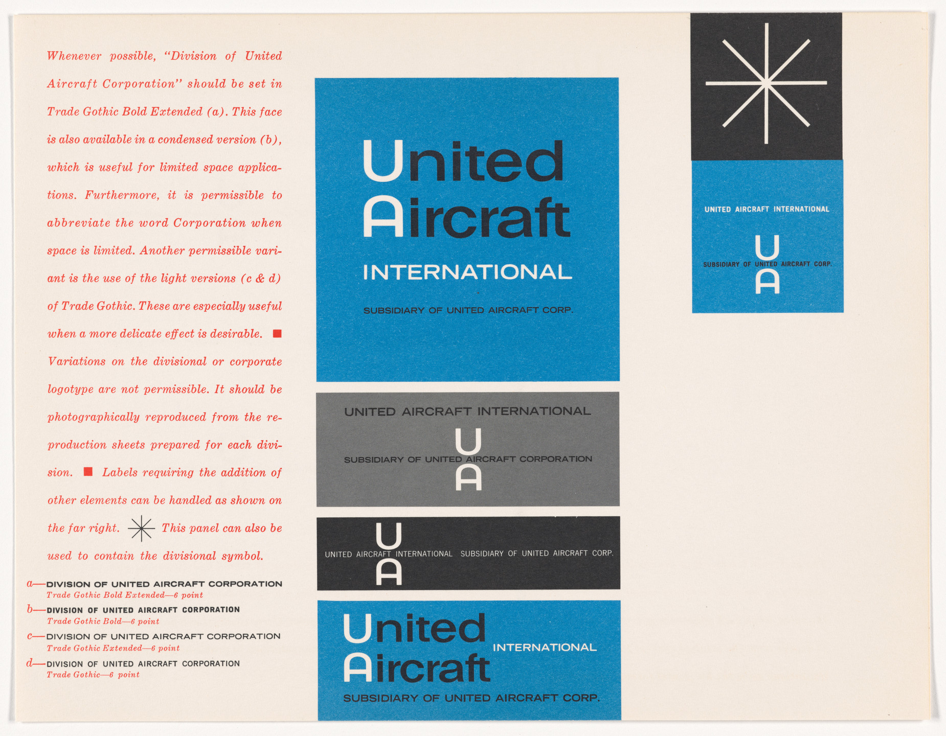 George Tscherny. Graphics manual for United Aircraft. 1961 | MoMA