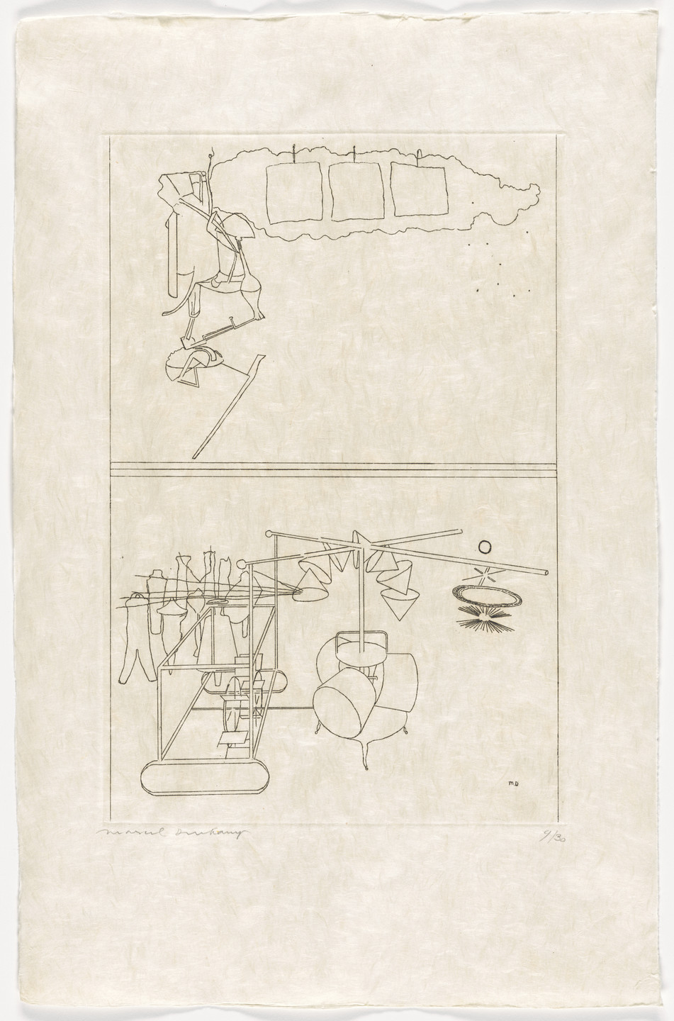 Marcel Duchamp. First state of The Large Glass (supplementary suite ...