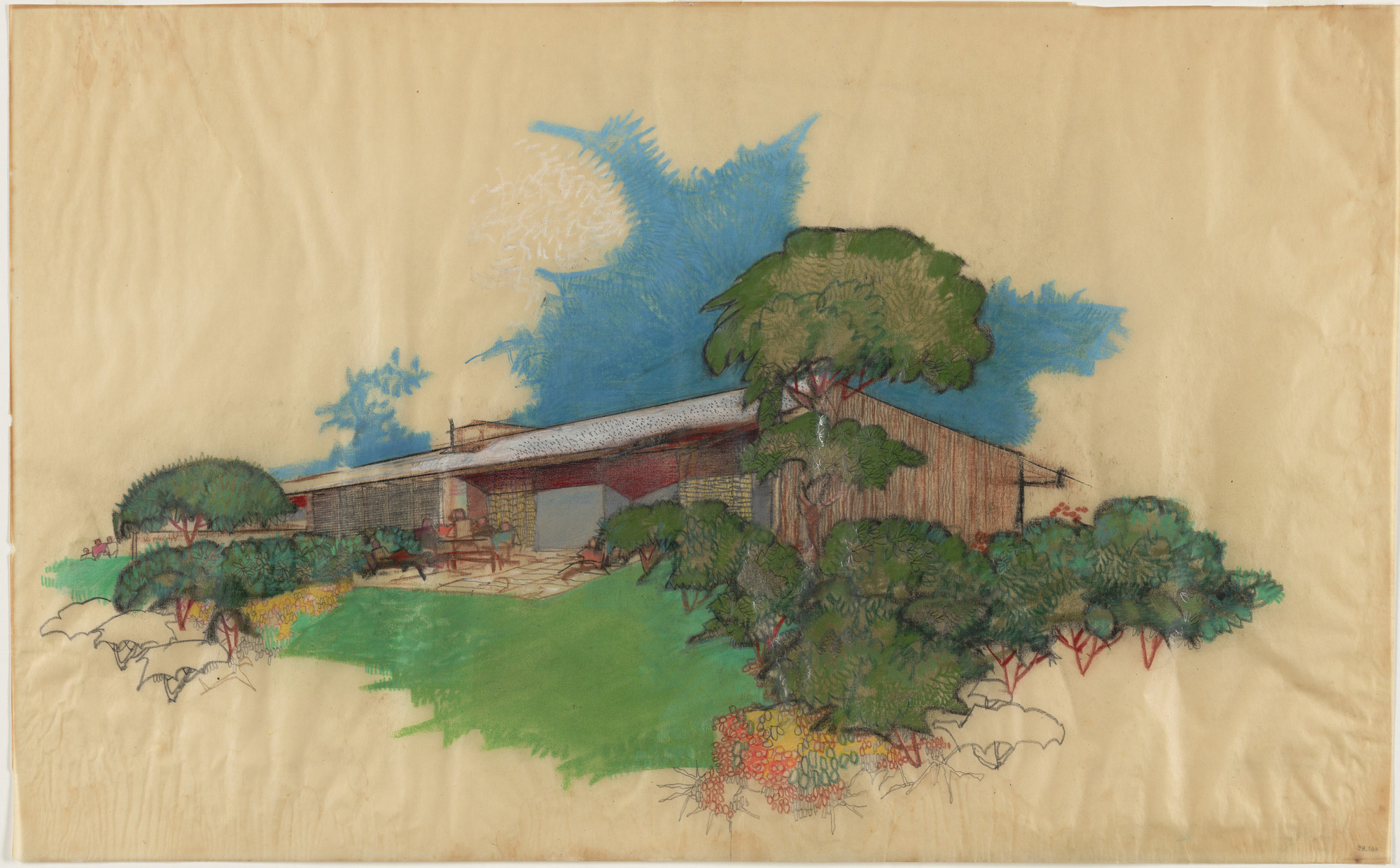 Richard Neutra. Miller House, Norristown, Pennsylvania, Rear patio ...